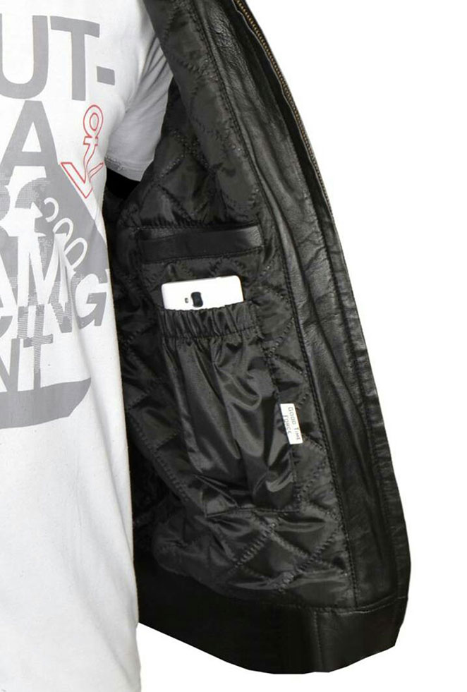 Men's Combat MA-1 Flight MOD Black Leather Bomber Jacket